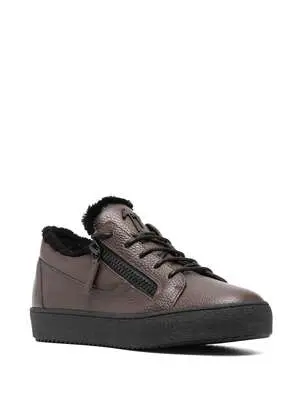 GIUSEPPE ZANOTTI Leather Low Top Sneakers - Brown