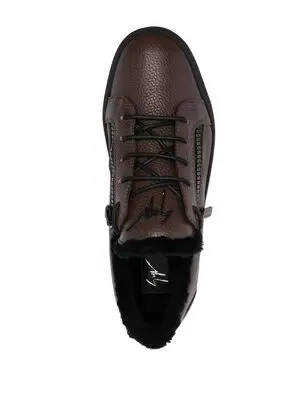 GIUSEPPE ZANOTTI Leather Low Top Sneakers - Brown