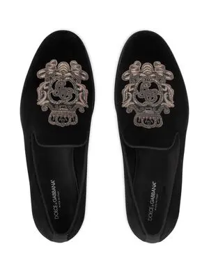 Dolce & Gabbana Embroidered Velvet Slippers