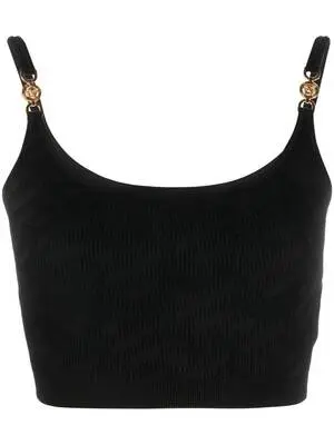 Versace La Greca Medusa '95 Knitted Crop Top - Black
