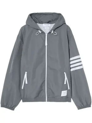 Thom Browne 4-bar Stripe Hooded Jacket - Grey