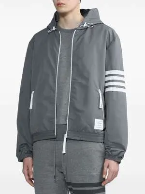 Thom Browne 4-bar Stripe Hooded Jacket - Grey