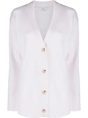 Vince Weekend V-neck Ribbed Cardigan - White