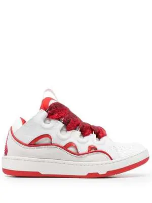 LANVIN Curb Panelled Lace-up Sneakers - White