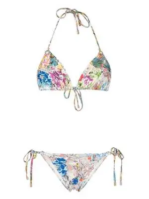 Zimmermann Clover Floral-print Bikini - Neutrals