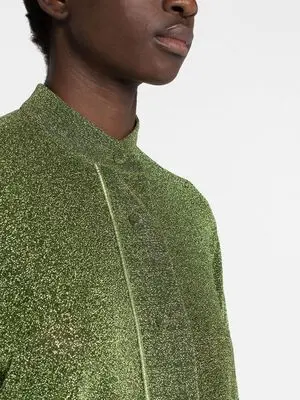 Oseree Feather-trim Metallic Shirt - Green