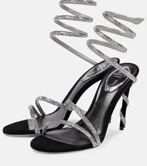 Rene Caovilla Cleo Crystal-embellished Velvet Sandals