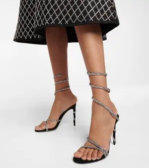 Rene Caovilla Cleo Crystal-embellished Velvet Sandals