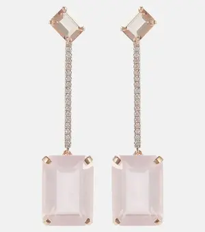 Mateo 14kt Drop Earrings With Morganite, Quartz And Diamonds - Gold