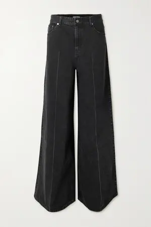 Tibi Pleated High-rise Wide-leg Jeans