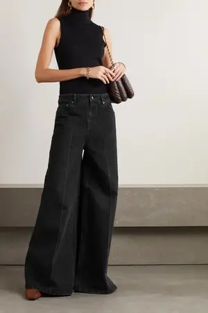 Tibi Pleated High-rise Wide-leg Jeans