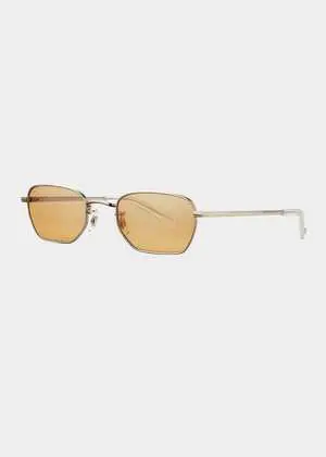 Garrett Leight Holly Rectangle Metal & Acetate Sunglasses - Gold