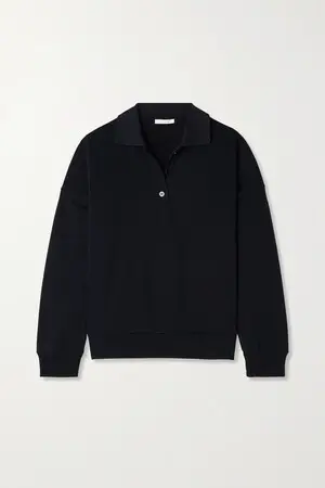 THE ROW The Row Essentials Corzas Cotton-terry Polo Top Blue