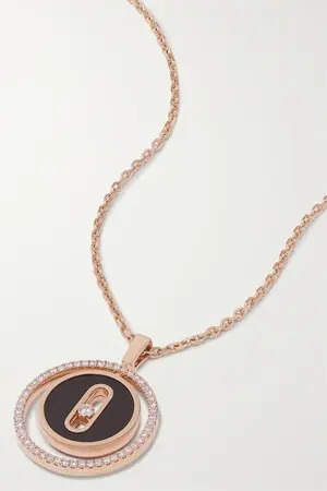 Messika Lucky Move Rose Onyx And Diamond Necklace - Gold