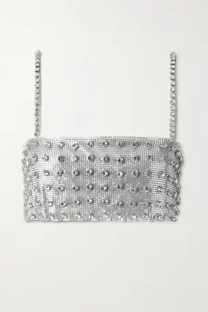 Retrofete Kauren Cropped Embellished Chainmail Camisole
