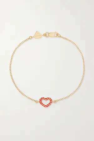 Alison Lou Heart Streamer 14-karat And Enamel Bracelet - Gold