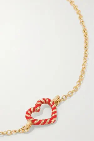 Alison Lou Heart Streamer 14-karat And Enamel Bracelet
