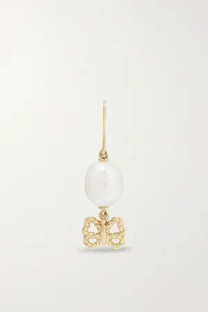 Alison Lou Butterfly Streamer 14-karat Pearl Single Earring - Gold