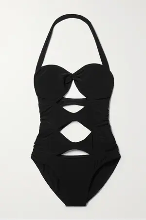Norma Kamali Mio One-shoulder Cutout Ruched Stretch Swimsuit