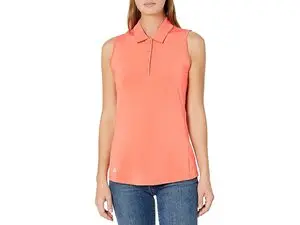 Adidas Ultimate365 Solid Sleeveless Golf Polo Shirt Women's Clothing Collegiate Navy 1 Tan