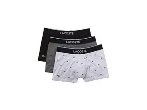 Lacoste Trunks 3-pack Casual Lifestyle All Over Print Croc Men's Underwear Methylene/silver Chine/red Black
