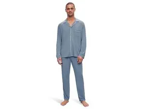 Eberjey The William Modal Long Pj Set Men's Pajama Sets Slate Blue Blue