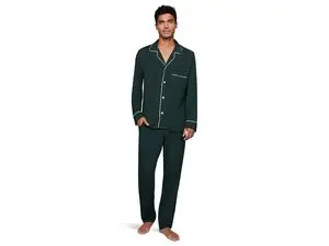 Eberjey William Printed Tenceltm Modal Long Pj Set Men's Pajama Sets Black/ivory Pine/ivory