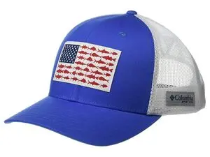 Columbia Columbia PFG Mesh Snapback Ball Cap With Fish Flag Applique Blue