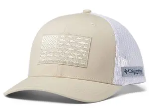 Columbia Columbia PFG Mesh Snapback Ball Cap With Fish Flag Applique Khaki