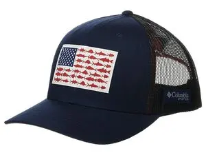 Columbia Columbia PFG Mesh Snapback Ball Cap With Fish Flag Applique Navy