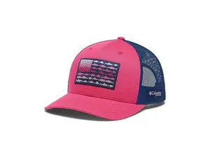 Columbia Columbia PFG Mesh Snapback Ball Cap With Fish Flag Applique Pink