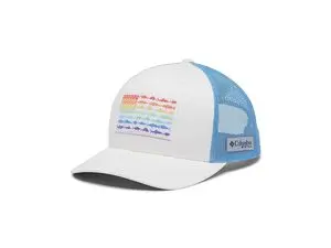 Columbia Columbia PFG Mesh Snapback Ball Cap With Fish Flag Applique White