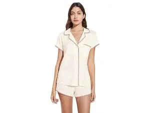 Eberjey Frida Tenceltm Modal Shorties Pj Set Women's Pajama Sets Ivory/navy Beige