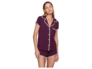 Eberjey Frida Tenceltm Modal Shorties Pj Set Women's Pajama Sets Ivory/navy Purple