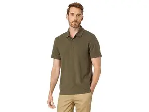 Vince Garment Dye Short Sleeve Polo Men's Clothing Optic White Green