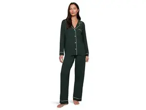 Eberjey Gisele Tenceltm Modal Long Pj Set Pajama Sets Pine/ivory - Black
