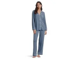 Eberjey Gisele Tenceltm Modal Long Pj Set Women's Pajama Sets Pink Nectar/ivory Blue