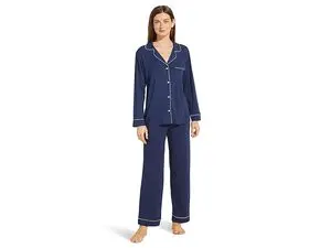 Eberjey Gisele Tenceltm Modal Long Pj Set Pajama Sets Pine/ivory - Blue