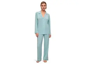 Eberjey Gisele Tenceltm Modal Long Pj Set Pajama Sets Pine/ivory - Blue