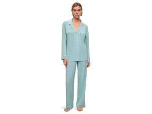 Eberjey Gisele Tenceltm Modal Long Pj Set Women's Pajama Sets Pine/ivory Blue