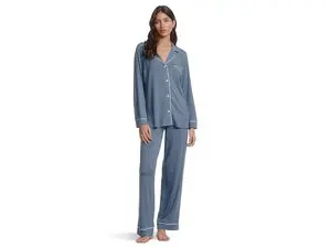 Eberjey Gisele Tenceltm Modal Long Pj Set Pajama Sets Mint Cream/ivory - Blue