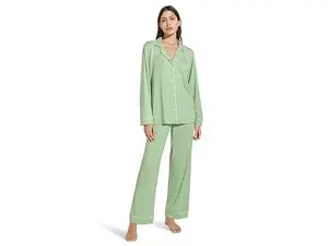 Eberjey Gisele Tenceltm Modal Long Pj Set Women's Pajama Sets Seagrass/white Olive