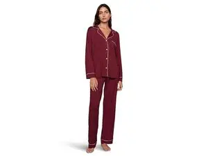 Eberjey Gisele Tenceltm Modal Long Pj Set Women's Pajama Sets Seagrass/white Red