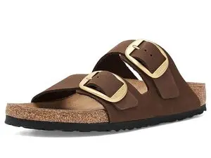 BIRKENSTOCK Arizona Big Buckle Nubuck Leather Sandals - Brown