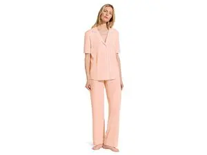 Eberjey Gisele Tenceltm Modal Short Sleeve Pant Pj Set Women's Pajama Sets Thistle/ivory Pink