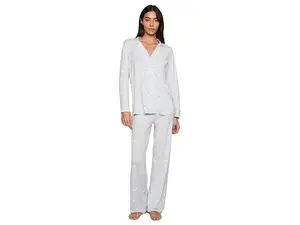 Eberjey Gisele Printed Tencela C/ Modal Long Pj Set Women's Pajama Sets Large Swans Ice Blue/ivory Gray