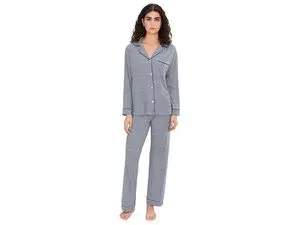 Eberjey Gisele Printed Tencela C/ Modal Long Pj Set Pajama Sets Large Swans Ice /ivory - Gray