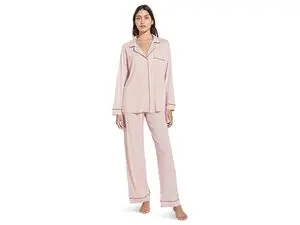 Eberjey Gisele Printed Tenceltm Modal Long Pj Set Women's Pajama Sets Nordic Stripes Vista/blue Ivory Multi