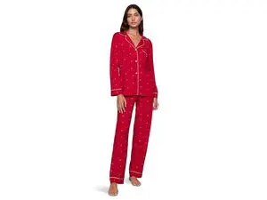 Eberjey Gisele Printed Tencela C/ Modal Long Pj Set Women's Pajama Sets Hannukah Glow Nouvean Navy/ny Red
