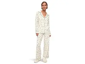 Eberjey Gisele Printed Tenceltm Modal Long Pj Set Women's Pajama Sets Nordic Stripes Vista/blue Ivory White